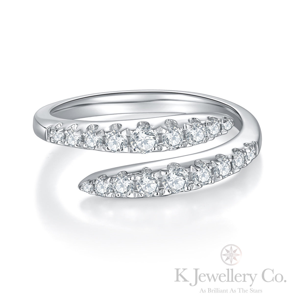 Moissanite Dual Band Ring 莫桑石雙線環繞戒指 – K Jewellery Co.
