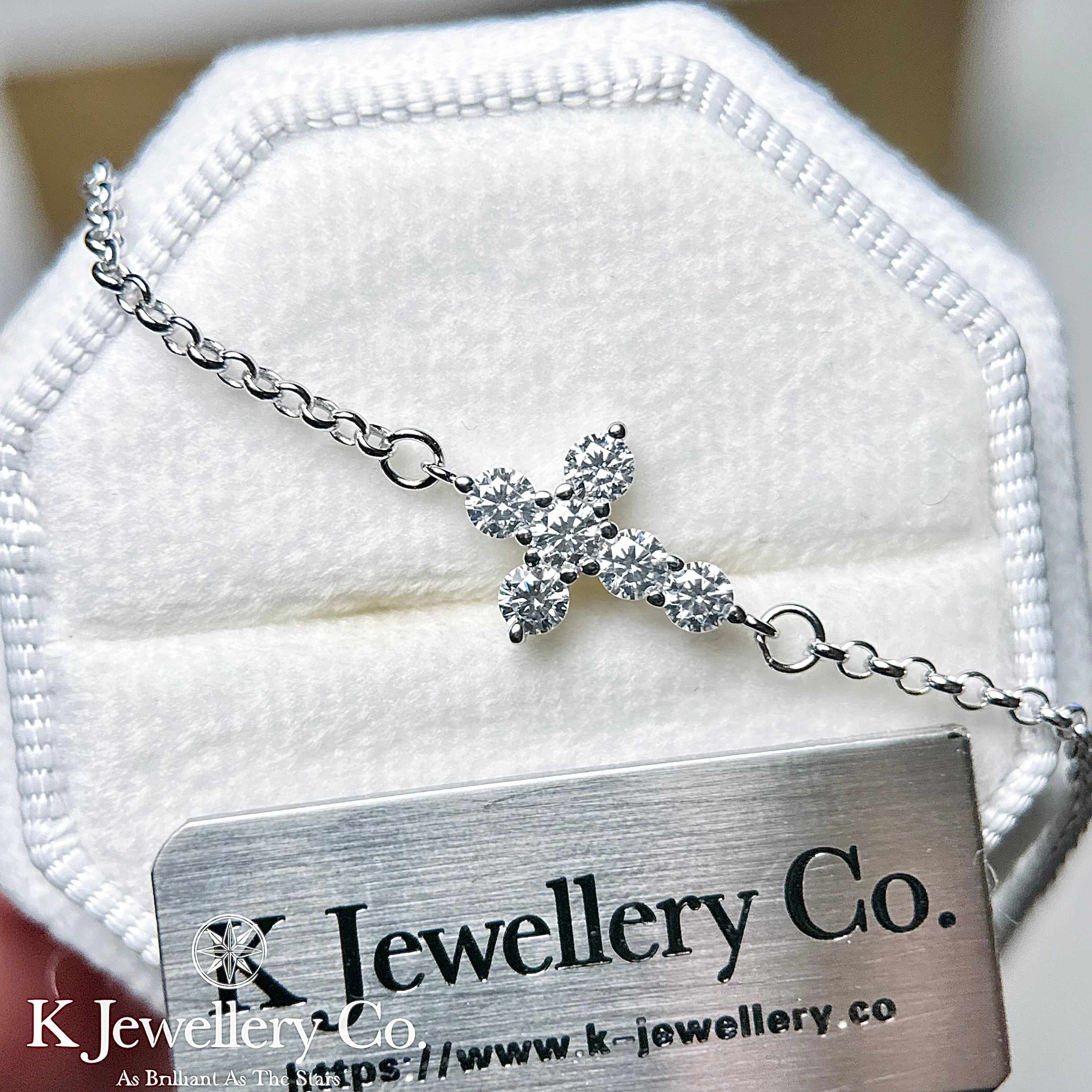 Moissanite Starlight Cross Bracelet 星輝十字莫桑石手鏈 – K Jewellery Co.